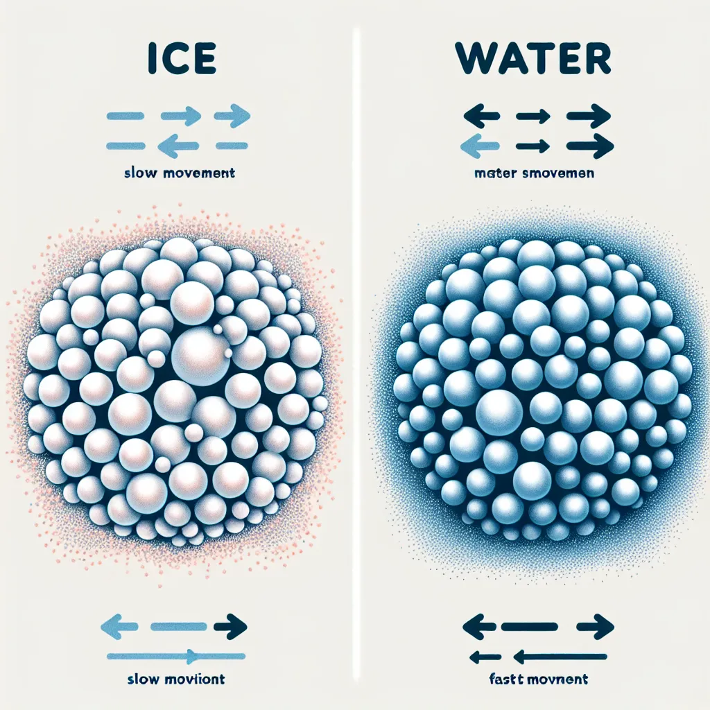 Ask AI: Particle motion in ice is than particle motion in water.