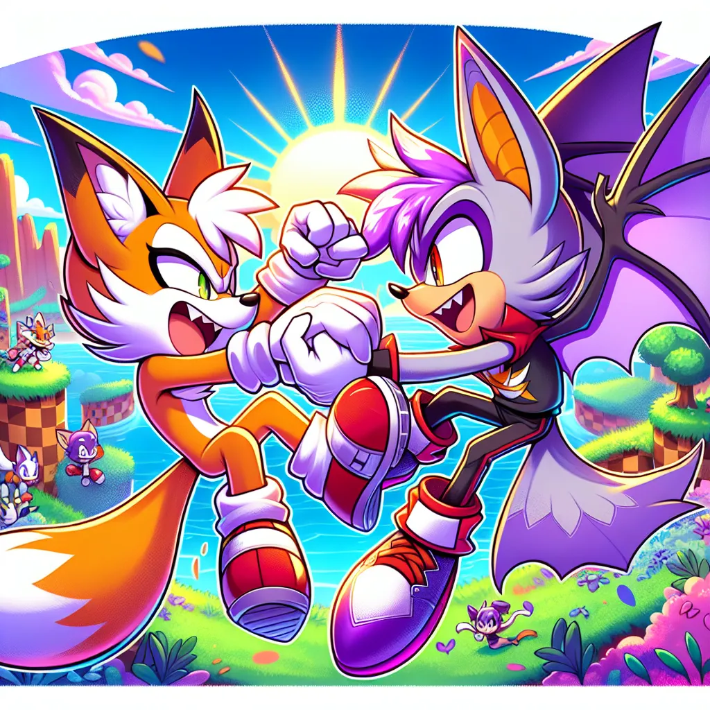Ask AI: Write a story of Tails the fox choking out Rouge the bat
